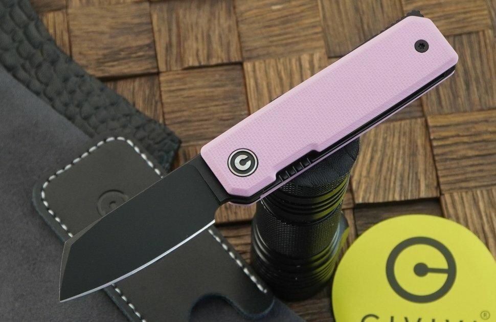 Компактный складной нож Civivi Kukei, сталь Nitro-V, BW, рукоять розовая G-10