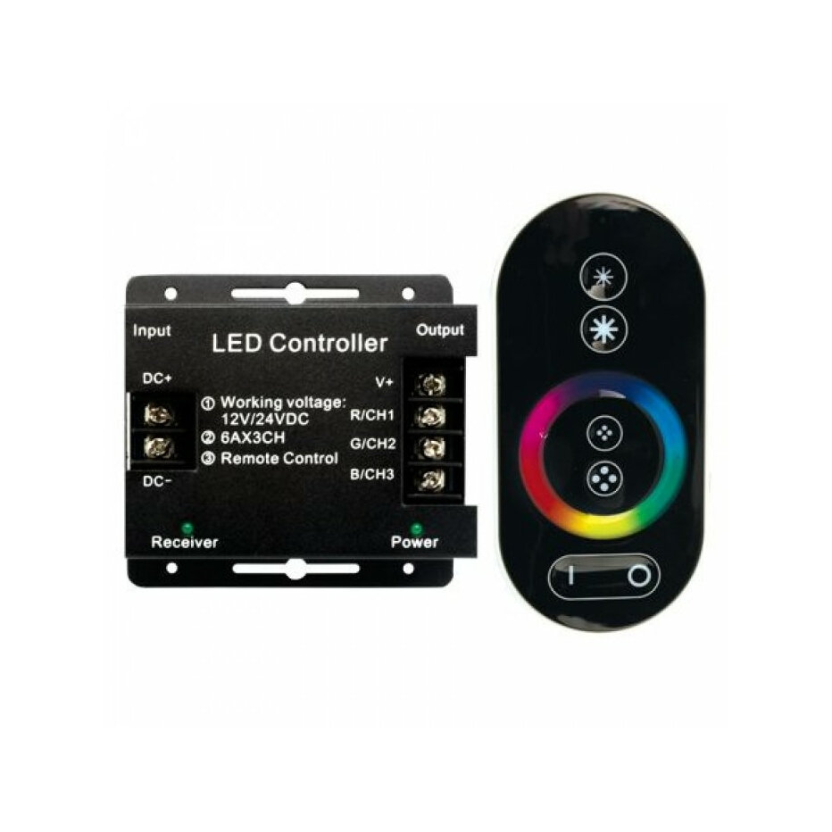 RGB контроллер для светодиодной ленты 12/24V, с пультом, 30 А