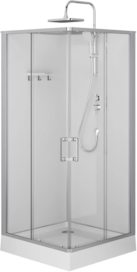 Душевая кабина Am.Pm Above W9XC-403-9090MT 89,5x89,5x225 см, без крыши, низкий поддон, профиль матовый хром, стекло прозрачное