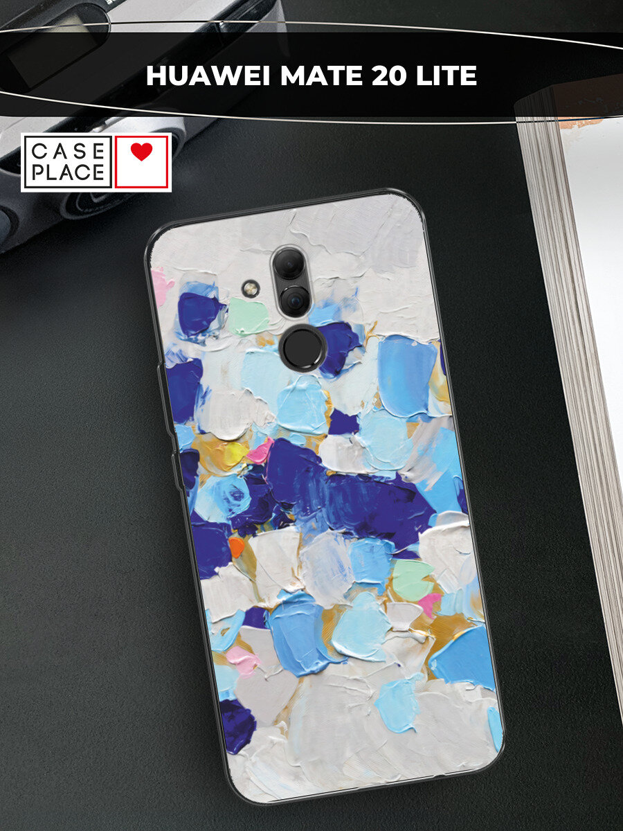 Чехол на Huawei Mate 20 Lite / Хуавей Мате 20 Лайт с принтом Холст сине-белый