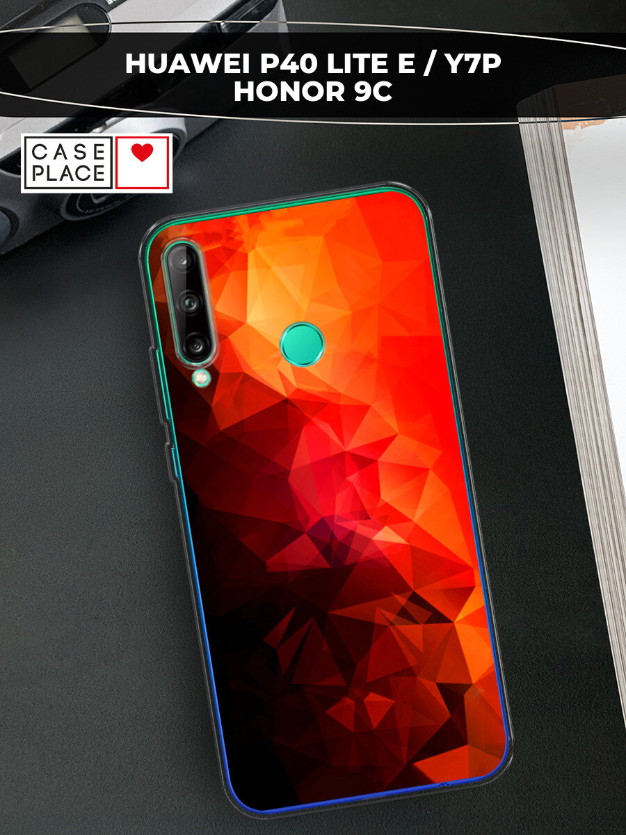 Чехол на Huawei P40 lite E / Хуавей П40 лайт Е с принтом Красная геометрия