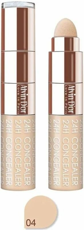 Alvin D'or Консилер для лица жидкий + спонж 24H Full Cover Concealer, Тон 04 Розово-бежевый