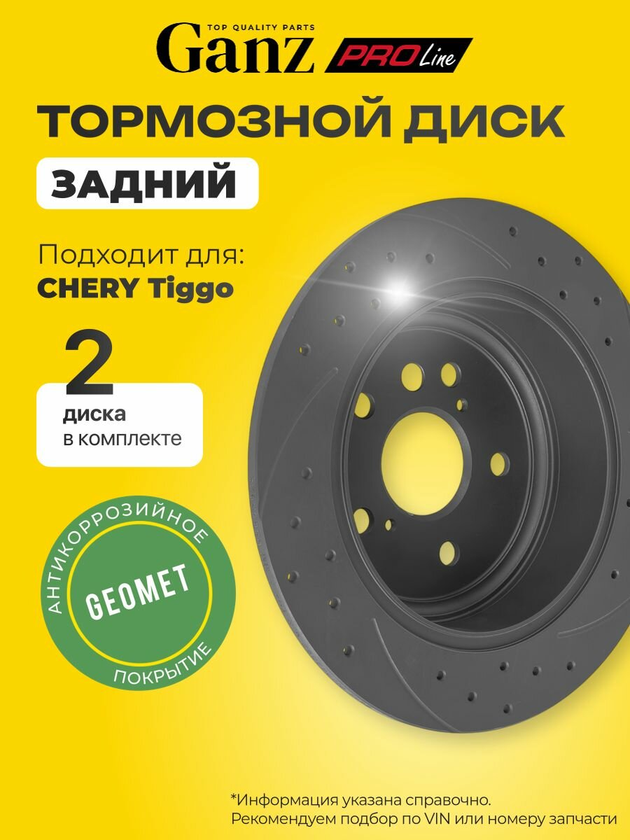 Диск тормозной задний перфорированный PRO-Line PREMIUM с покрытием компл 2 шт CHERY Tiggo D 303mm GANZ GIJ06209S