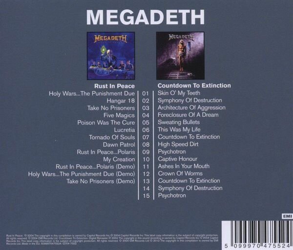 Аудио CD Megadeth "Rust In Peace / Countdown To Extinction" CD (EU) NEW — фото 1