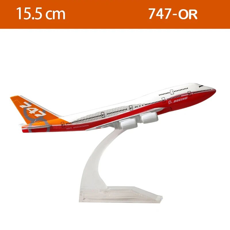 Металлическая модель самолета Boeing 747-OR, 15 см, оранжевый