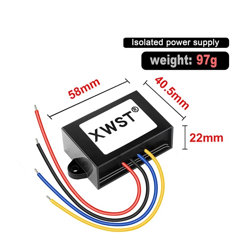 XWST Изолированный понижающий преобразователь 12-120В в 5В 30-90V, 3A ABS Plastic L