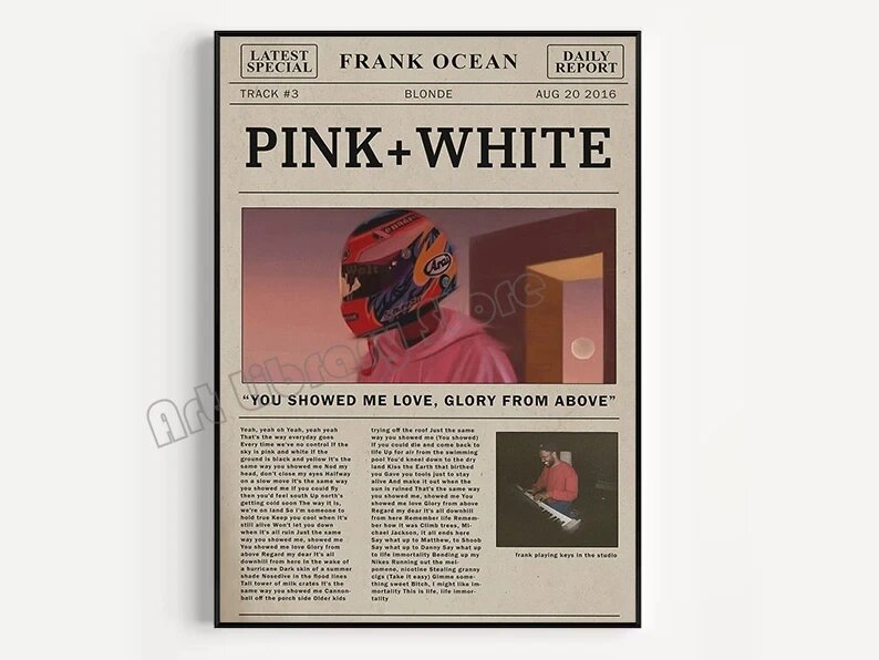 Печать на холсте Frank Ocean Pink+White 20x30см, Розовый