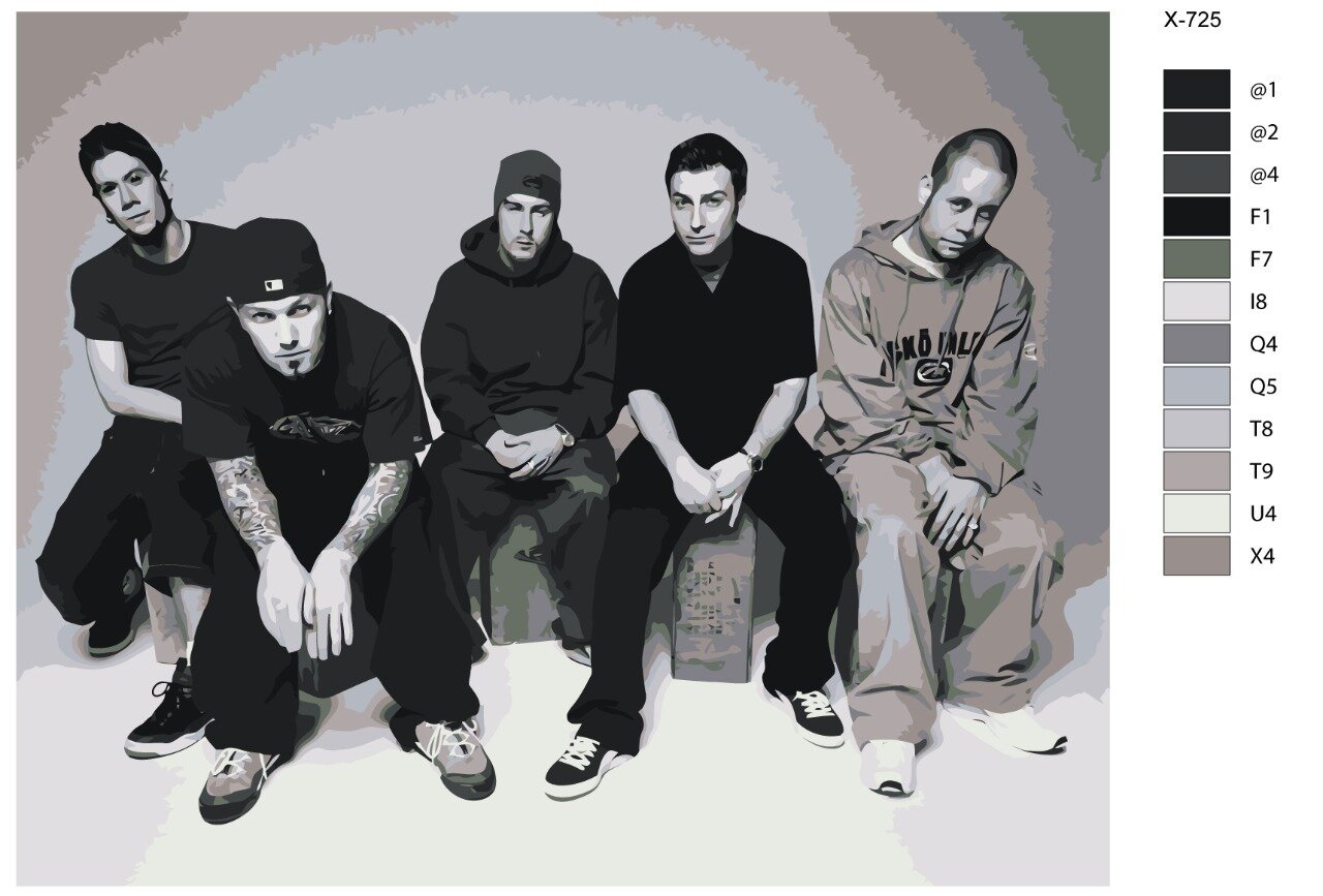 Картина по номерам X-725 "Рок группа Limp Bizkit" 40х50
