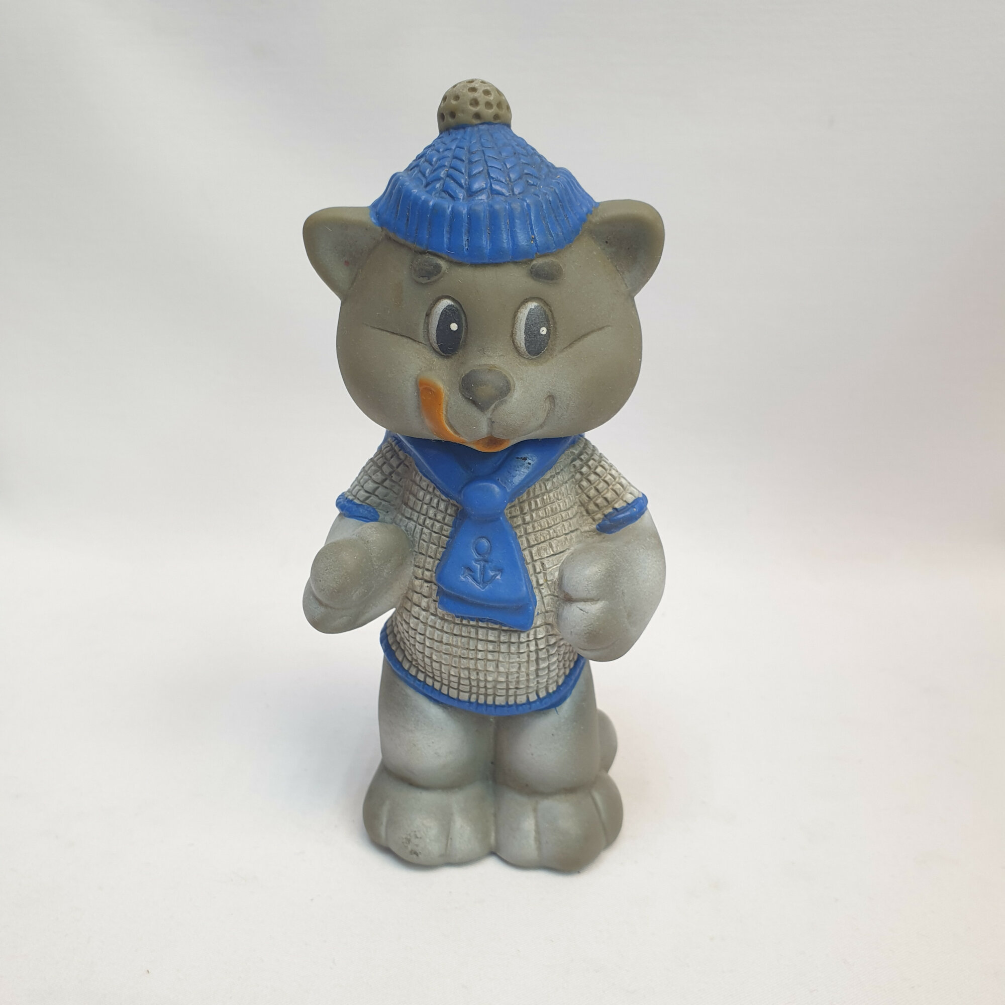 Винтажная игрушка ссср. Кот в шапке и матроске, резиновая фигурка для коллекции и декора