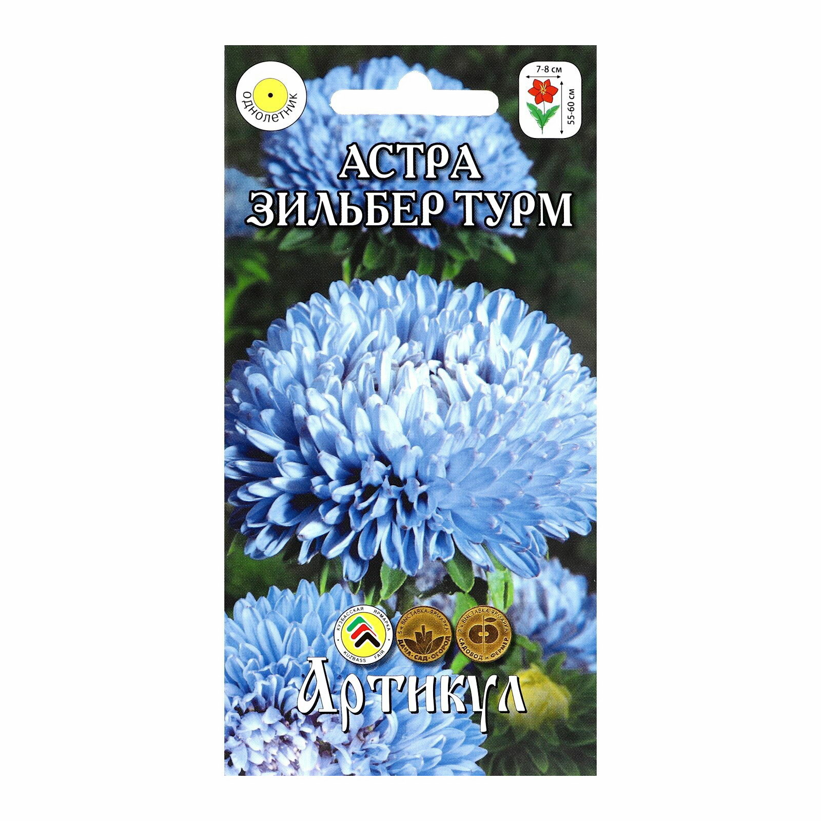 Семена цветов Астра однолетняя "Зильбер Турм", 0.2 г, вид: астра, 2 шт.