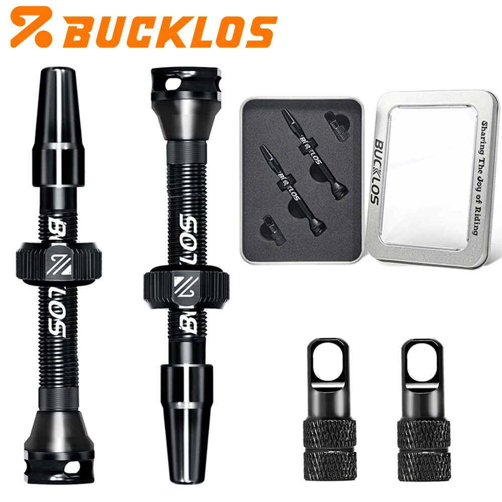 BUCKLOS Бескамерные клапаны Presta 40/44 мм Черный, 40MM-BLACK