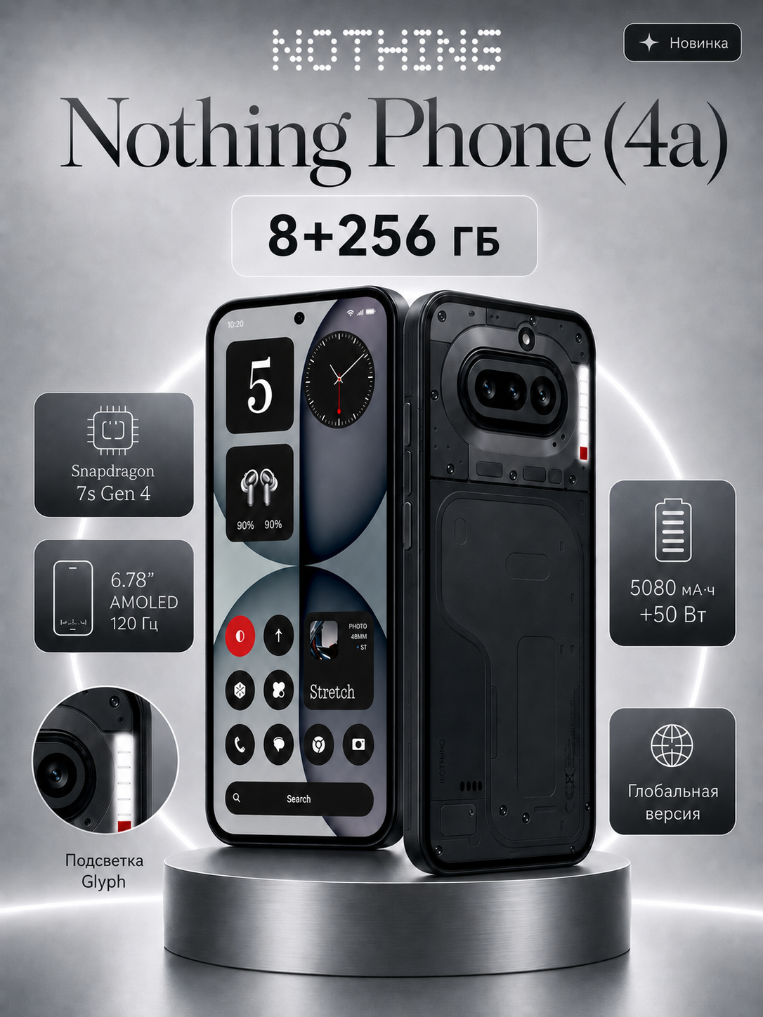 Смартфон Nothing Phone (4a) 8/256Gb Black (Черный) (Global) 2Sim