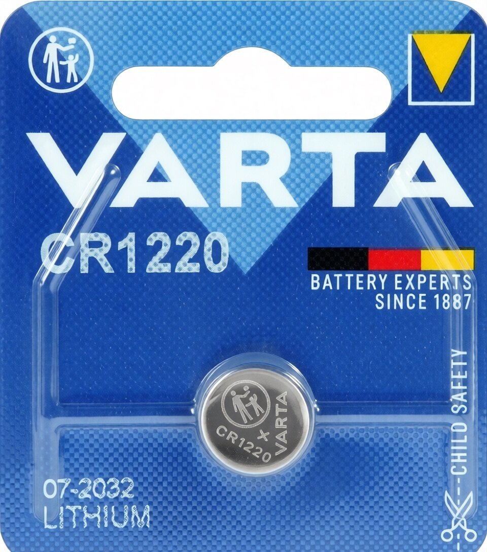Батарейка VARTA CR1220 Lithium, 10 шт. (10 блистеров по 1 шт.)