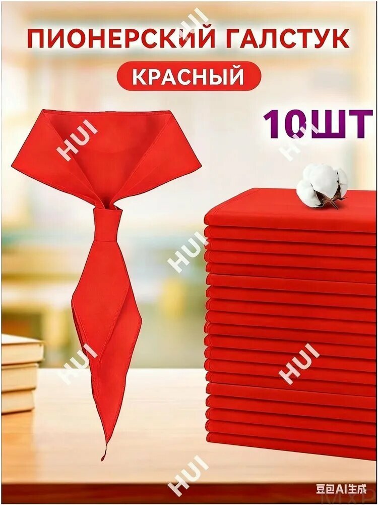 Пионерский галстук красный, пионерских галстуков красного цвета 10шт