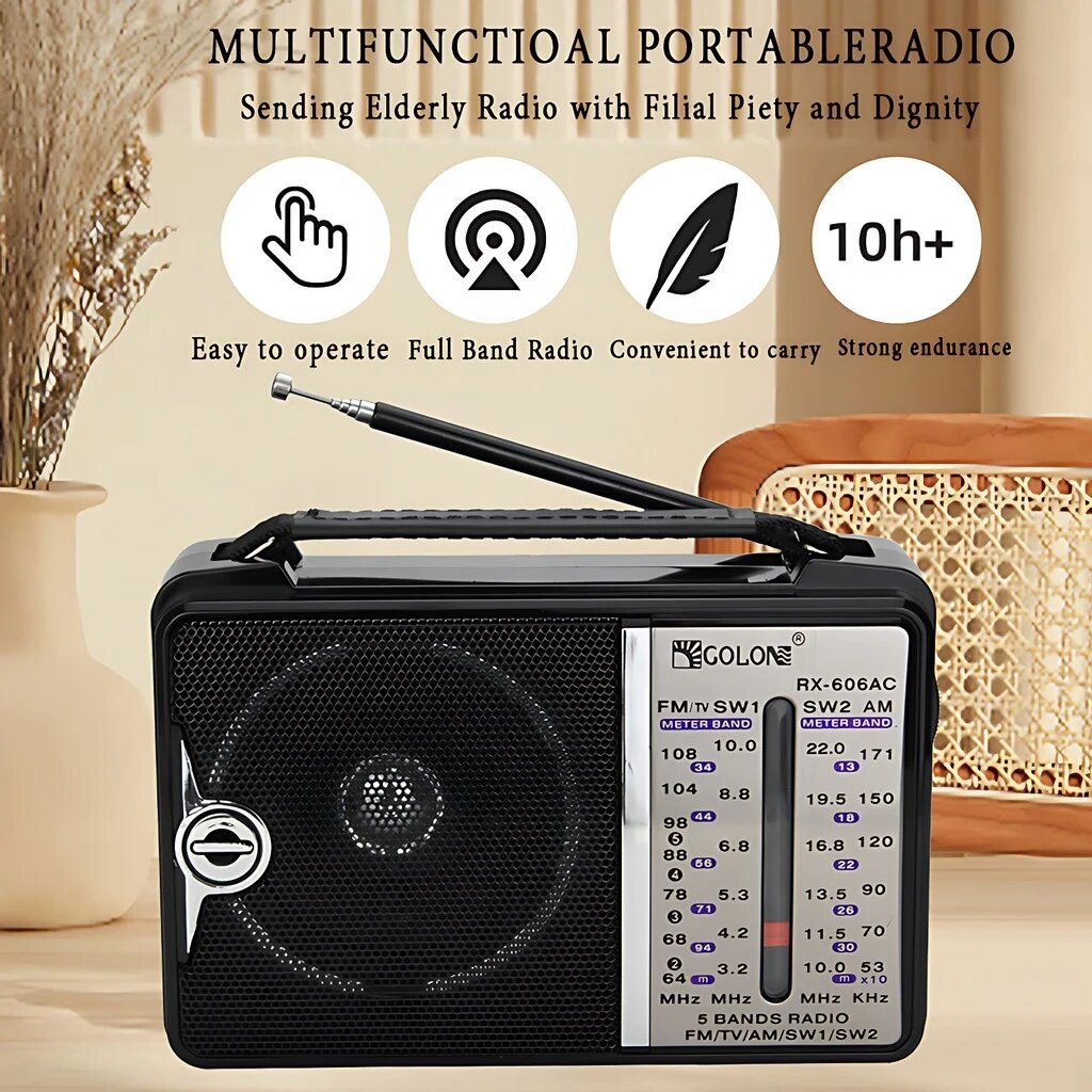Портативная Ретро-классическая зарядка FM AM SW Радио Перезаряжаемый динамик Bluetooth 5.4