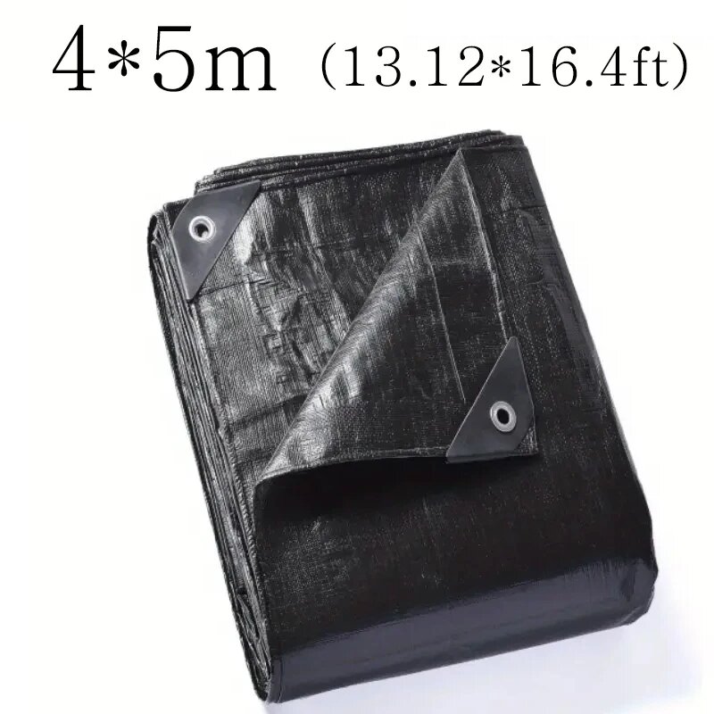 Черная большая полотняная плёнка на заказ 3x5, 4x4, 5*5, 6, 8м*8, 10, 12, 15, 20 водонепроницаемая полотняная плёнка, кемпинговый дождевик, тент, солнцезащитный полотенце, наружный аwnings-4mx5m