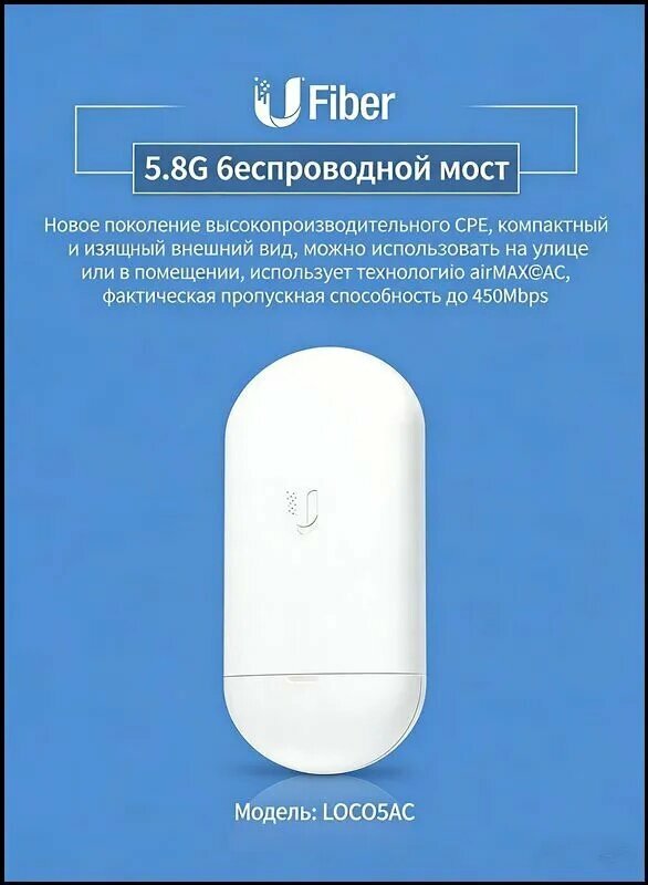 UBIQUITI LOCO5AC Гигабитный 5,8 ГГц беспроводной мост, передача данных для мониторинга лифтов на расстоянии 0,5 3 км