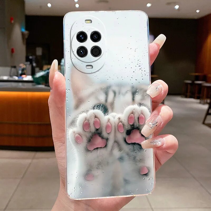 Чехол для Huawei nova 15 с милым розовым принтом в виде кошки в очках, защита от царапин, TPU-TPU206