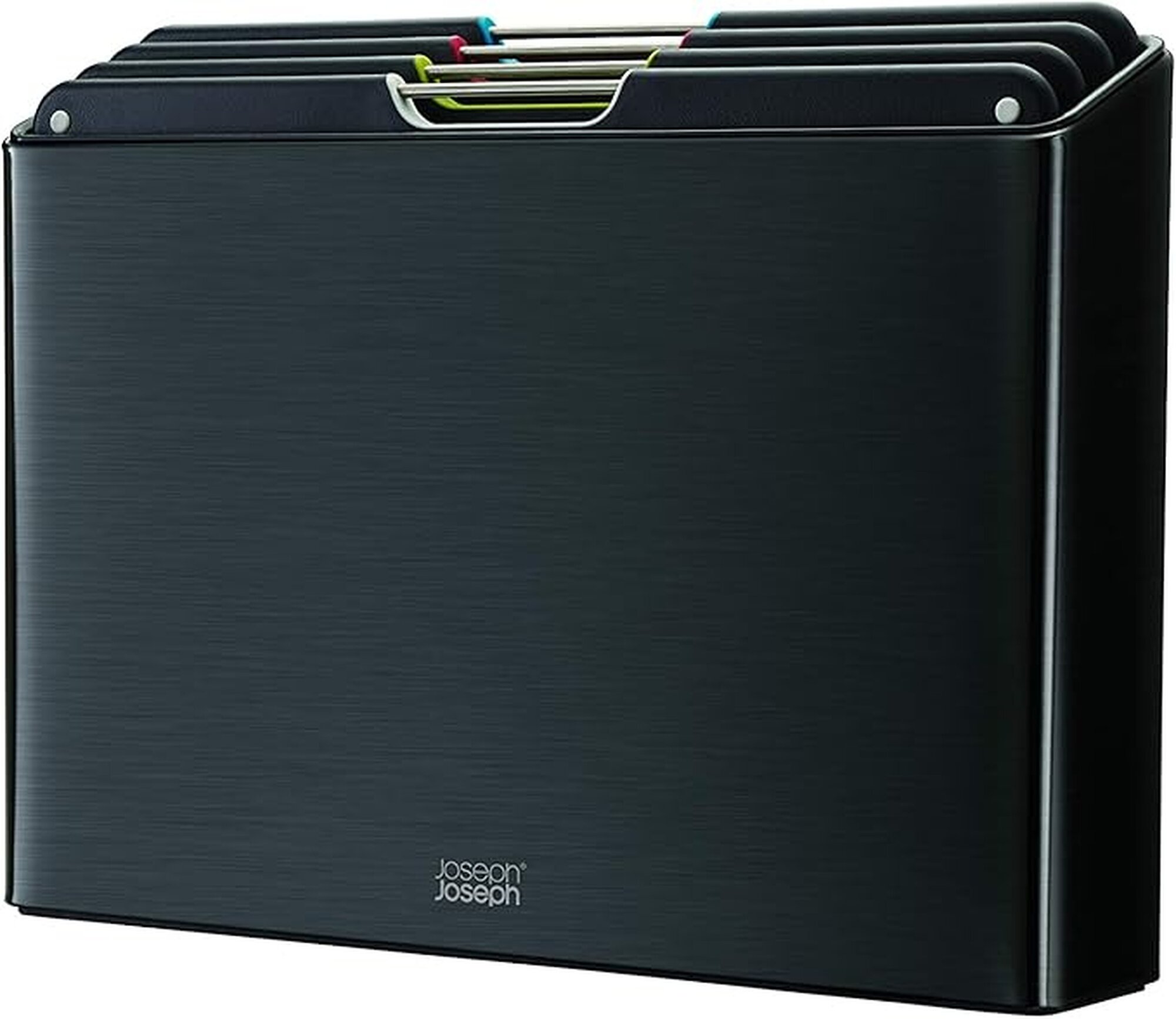 Набор из 4 разделочных досок Folio Steel 35,6х26,3х7,3 см, пластик + нержавеющая сталь, черный, Joseph Joseph, 60171