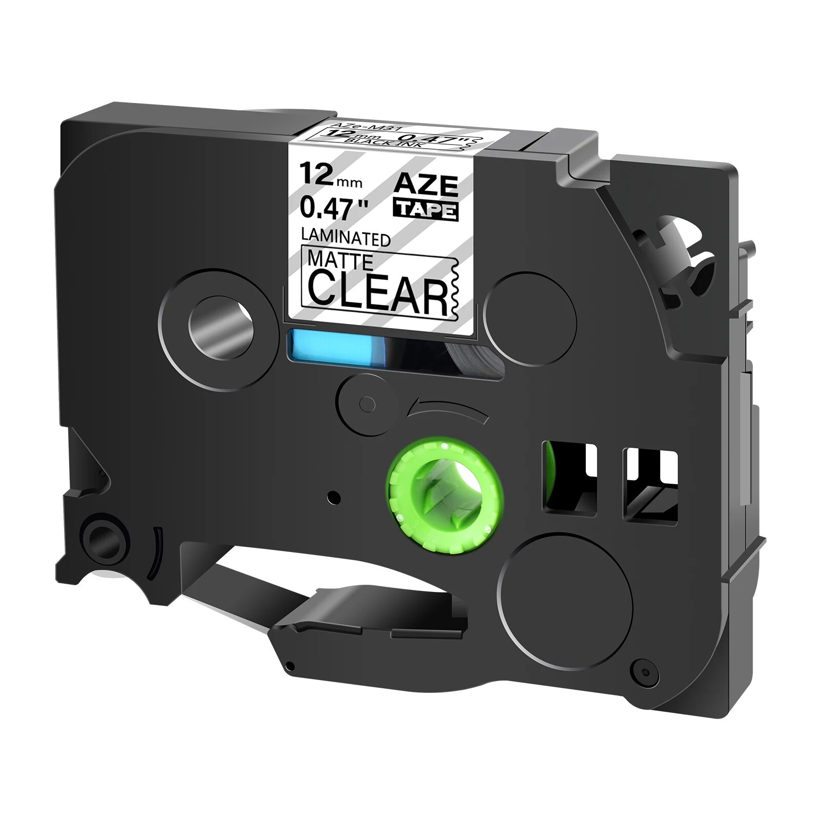 Лента для Brother PT-H110 GreenCycle 12 мм 8 м Matt Black on Clear