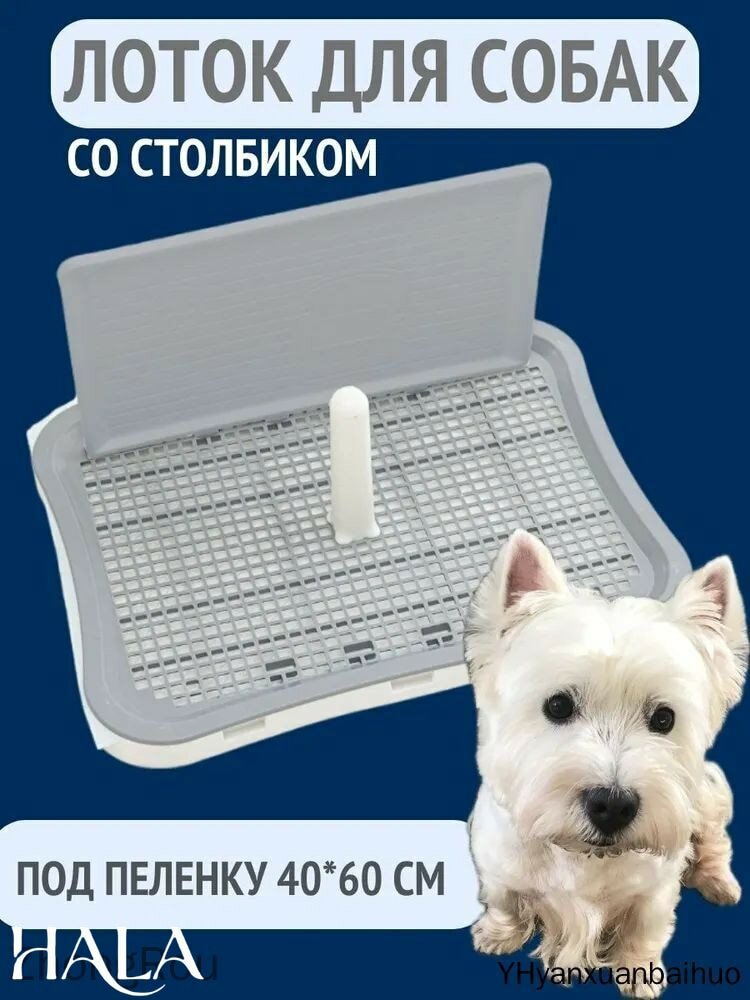 Пластиковый лоток для собак под пеленку, со стенкой и столбиком для кобелей, компактный для кобелей компактный с бортиками