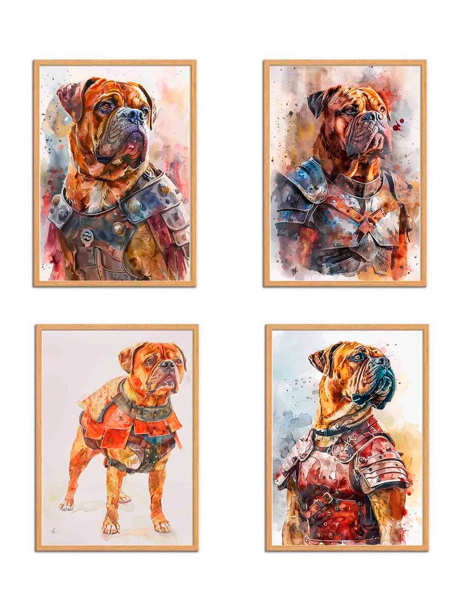 Бордоский дог Гладиатор, 4 Плаката, 30x21см