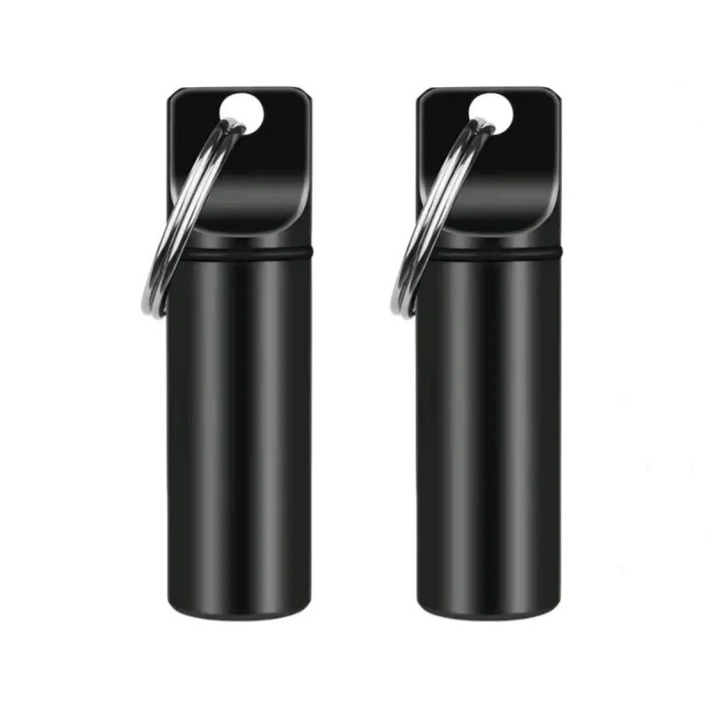 2 шт. металлический контейнер для капсул Черный, 2pcs Black