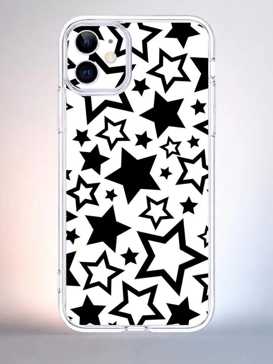 Чехол iPhone 11 звёзды паттерн силиконовый прозрачный