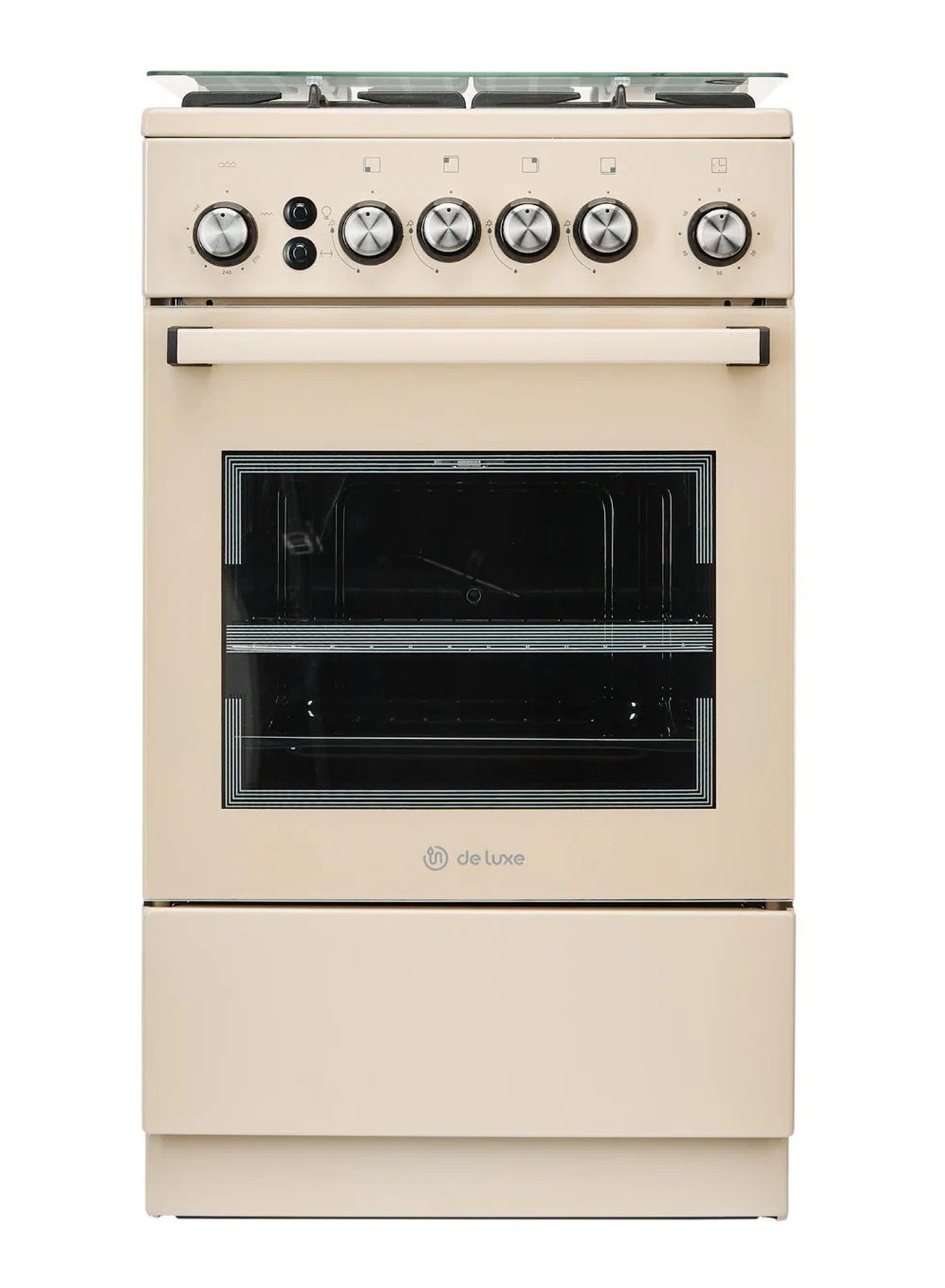 Газовая плита De Luxe 5040.40г (кр) ЧР-016, 4 конфорки, бежевый.