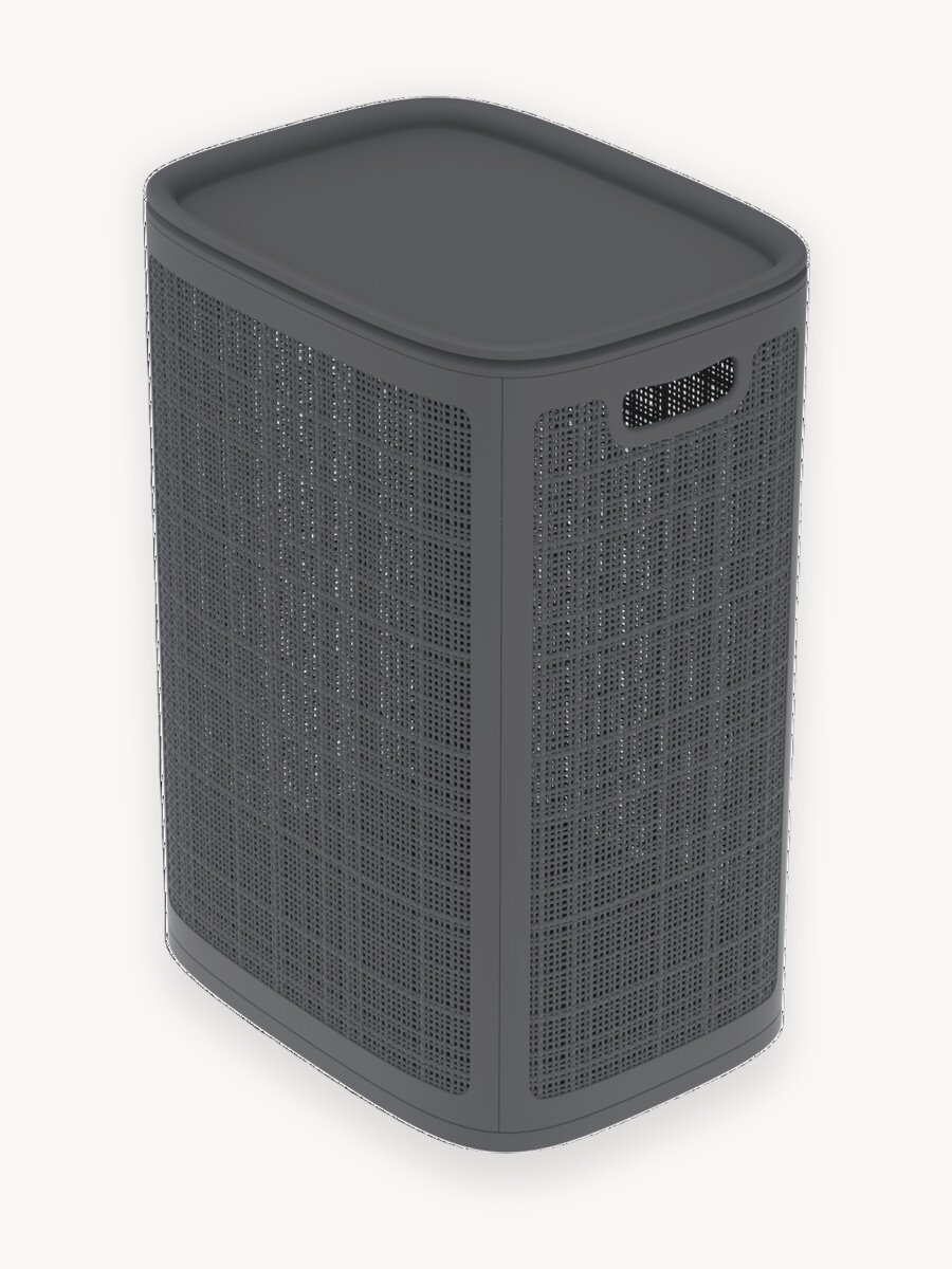 Корзина для белья «Лён», пластик, складная, съёмная крышка, графит, 43×32×60 см