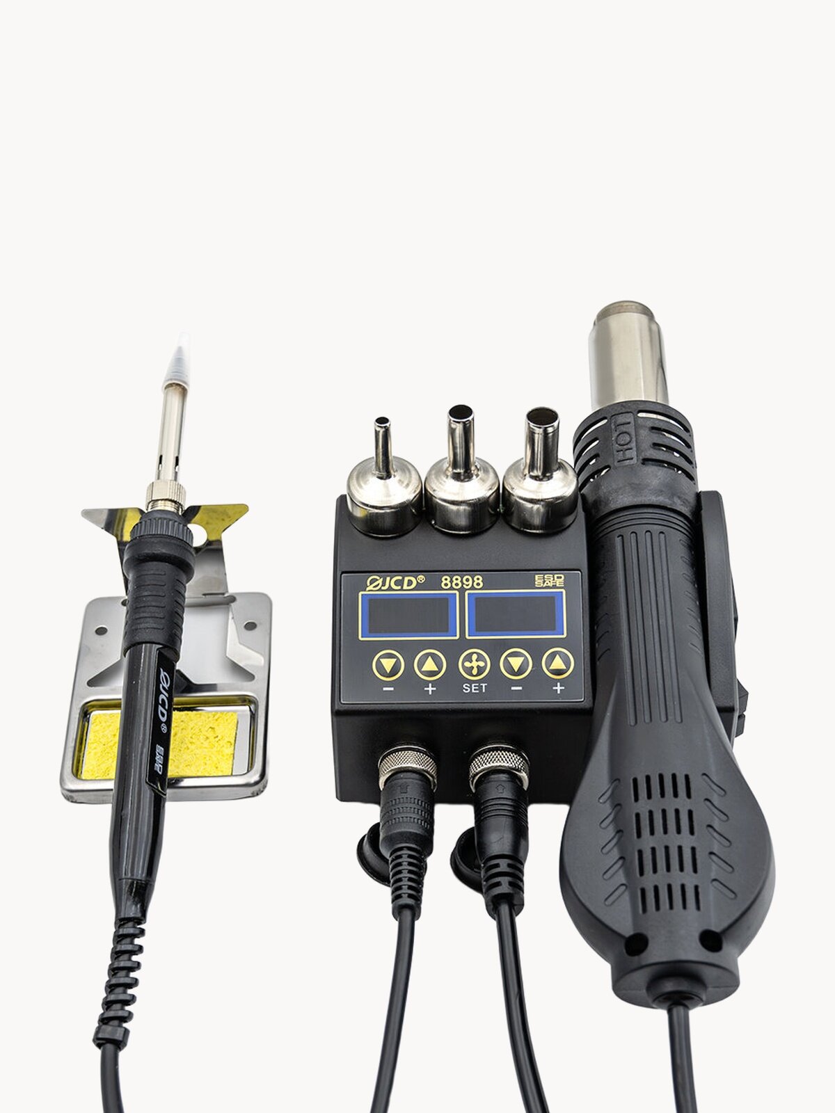 Паяльная станция JCD, 8898, 750Вт, 2-в-1, тепловая пушка и паяльник