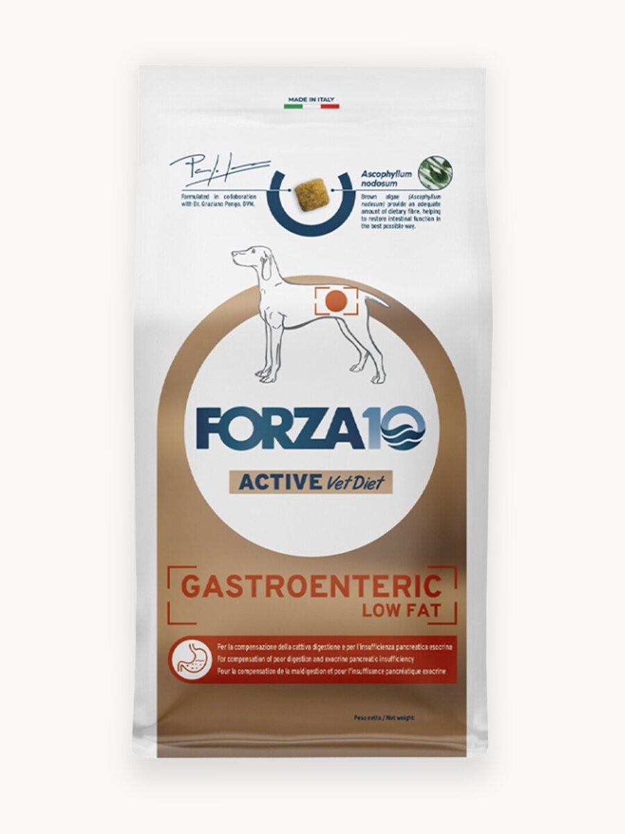 Корм сухой Forza10 Dog Active Vet Diet Gastroenteric Low Fat для собак при острых заболеваниях ЖКТ, 4 кг