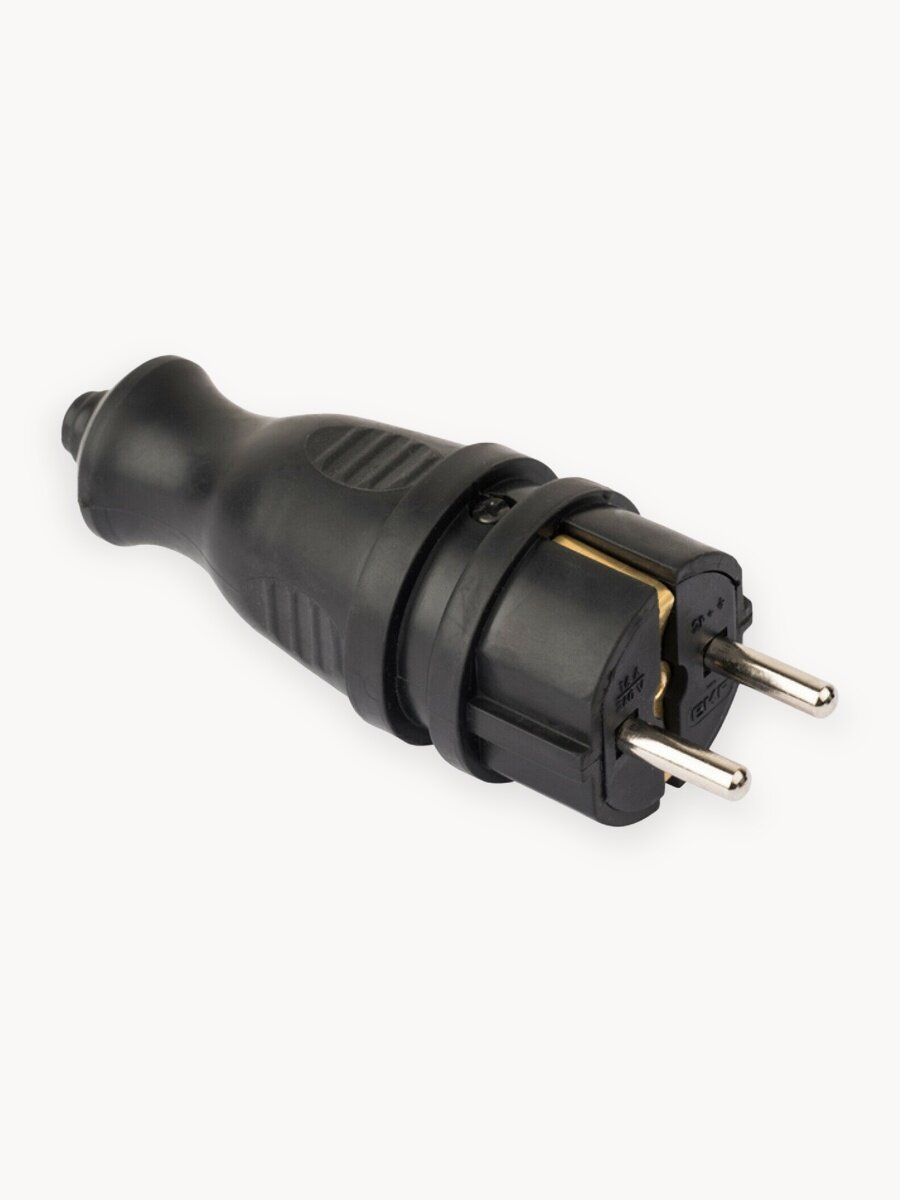 Вилка EKF PRO RPS-011-16-230-44-r, каучук, 230 В, 16 А, IP44, черная