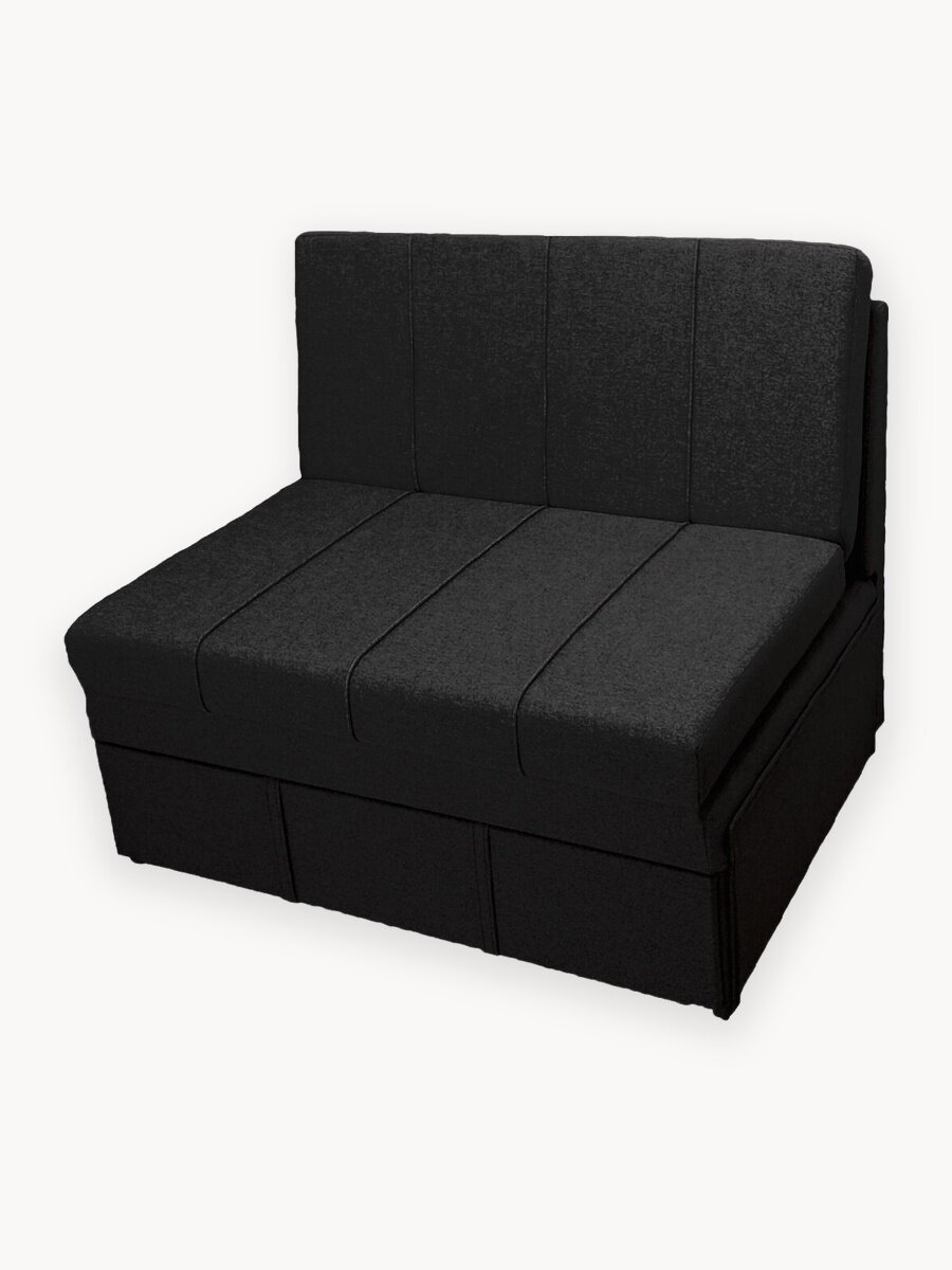 Прямой диван-кровать StylChairs Сёма 90 без подлокотников, обивка: ткань рогожка, цвет: чёрный