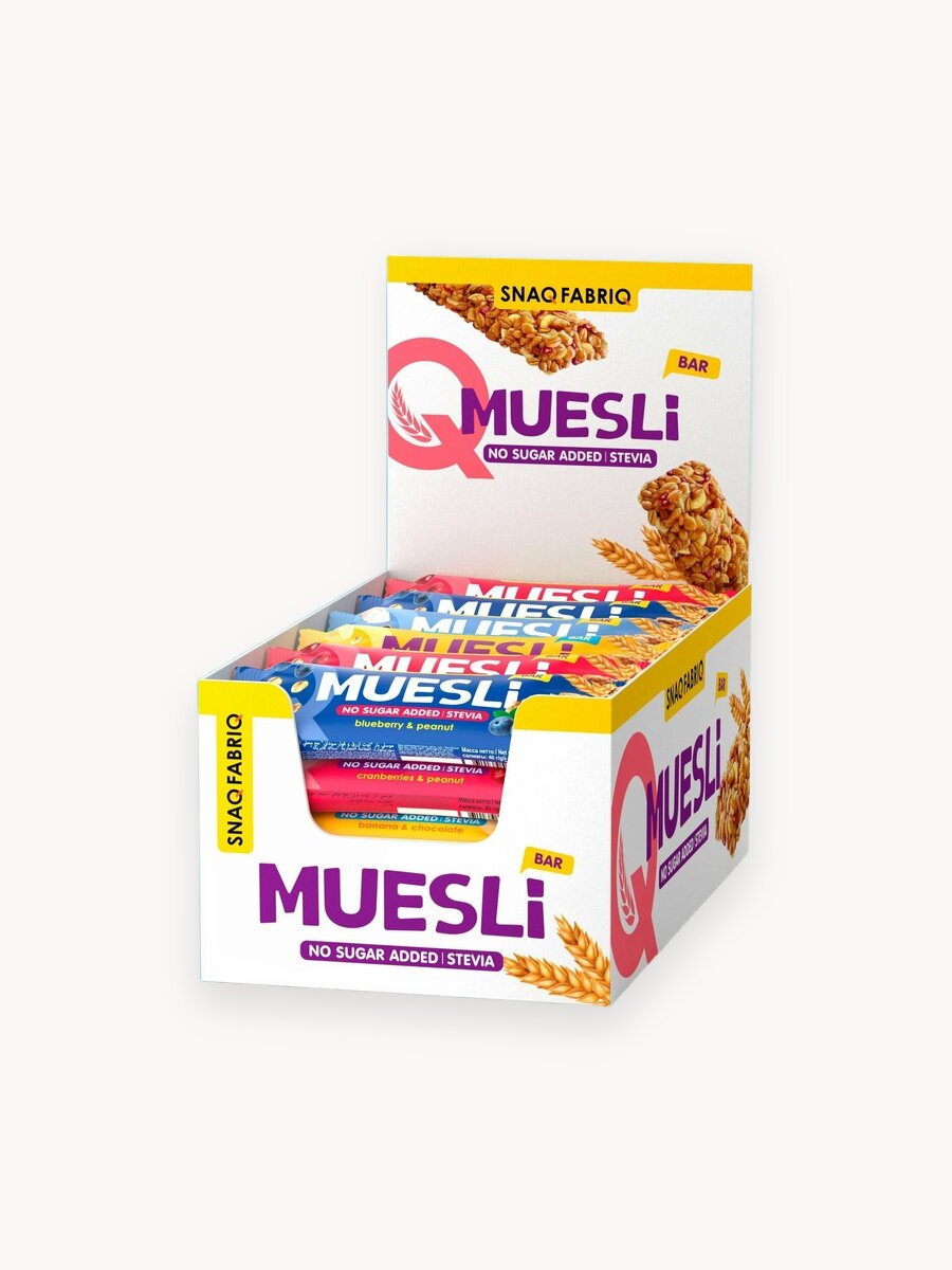 Батончики мультизлаковые без сахара Мюсли "Ассорти", 24 шт