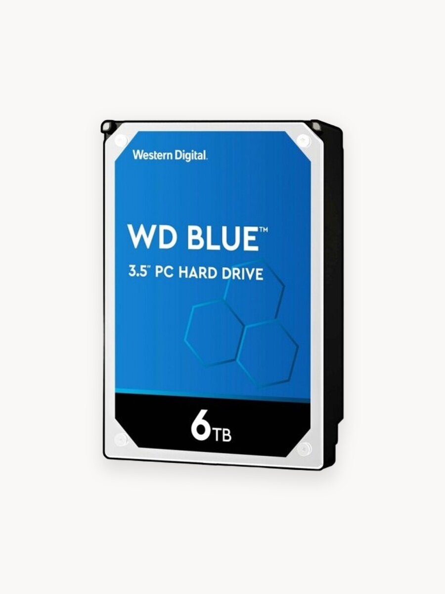 Жесткий диск 3.5" Western Digital WD Blue 6 ТБ, SATA III, 256Mb, 5400rpm CMR (WD60EZAX)