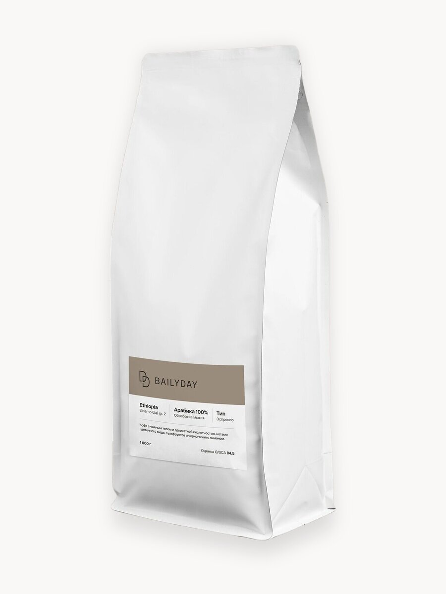 Кофе в зернах Эфиопия Сидамо Гуджи Bailyday, 100% арабика, обжарка под эспрессо, 1 кг