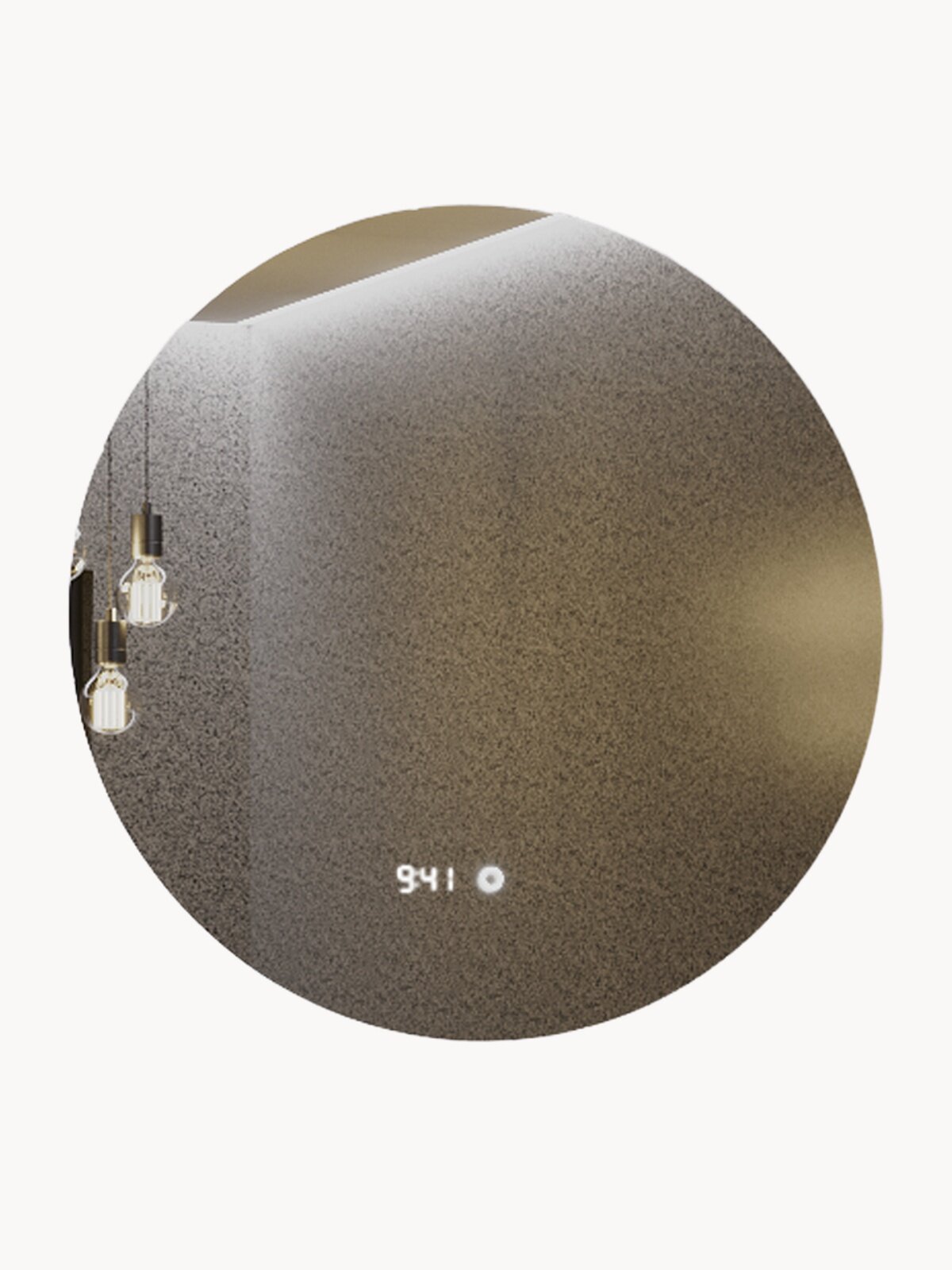 Зеркало настенное с подсветкой для ванной Alias Муза диаметром 65 см, холодный свет, часы