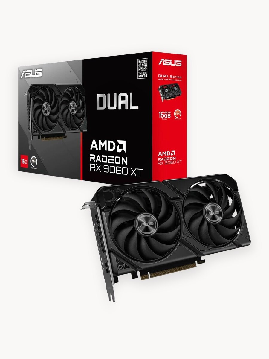 Видеокарта ASUS RX9060XT DUAL 16GB GDDR6 128bit 2xDP HDMI 2FAN RTL (DUAL-RX9060XT-16G)