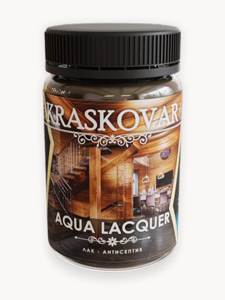 Kraskovar Лак-антисептик полуматовый Aqua Lacquer для дерева и камня, дуб 150мл