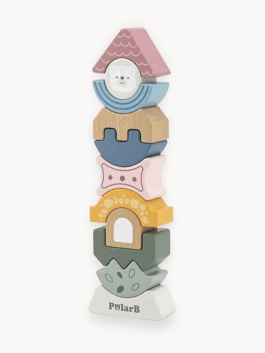 Пирамидка-балансир Viga Toys PolarB Башенка 44070 Балансир для детей / Пирамидка детская деревянная / Развивающие игрушки от 1 года для малышей