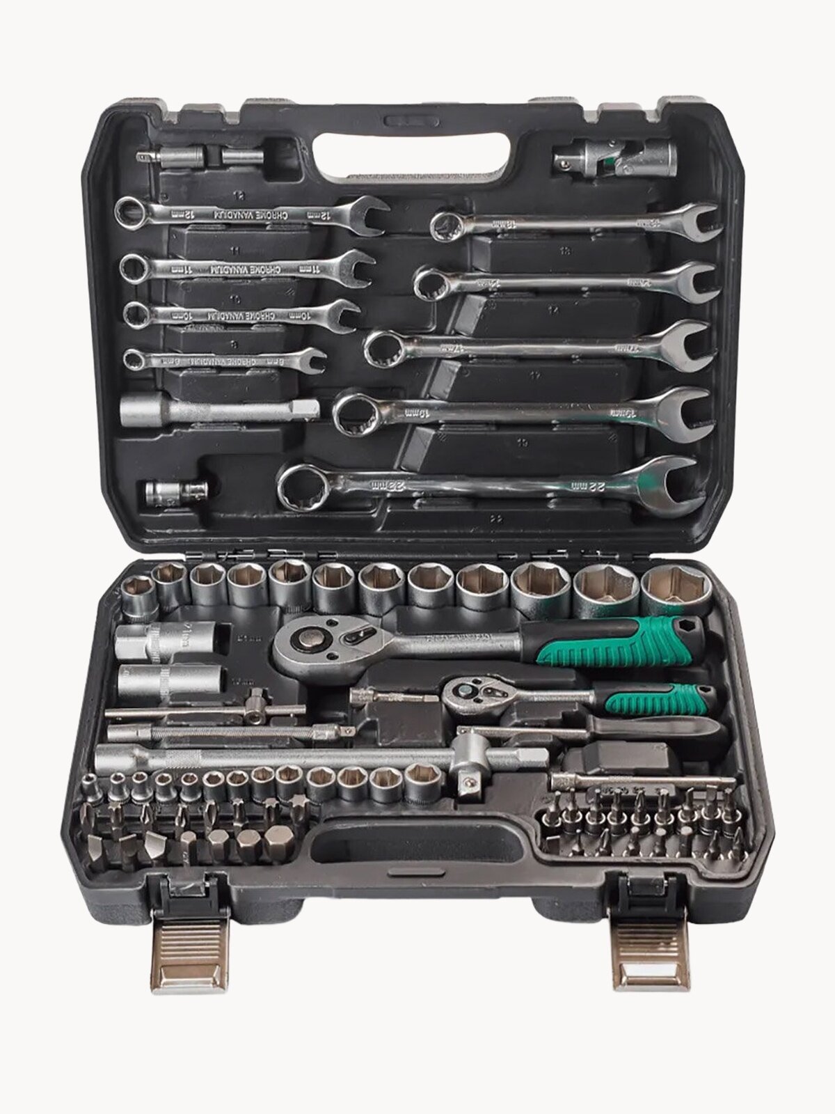 Набор инструментов в чемодане, набор инструментов 82 предмета, универсальный, для авто, ключи, трещотки, головки, биты