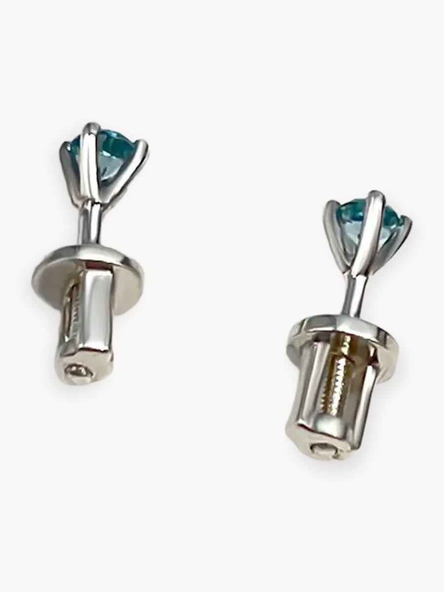 Серьги пусеты, серебро, 925 проба, турмалин синтетический