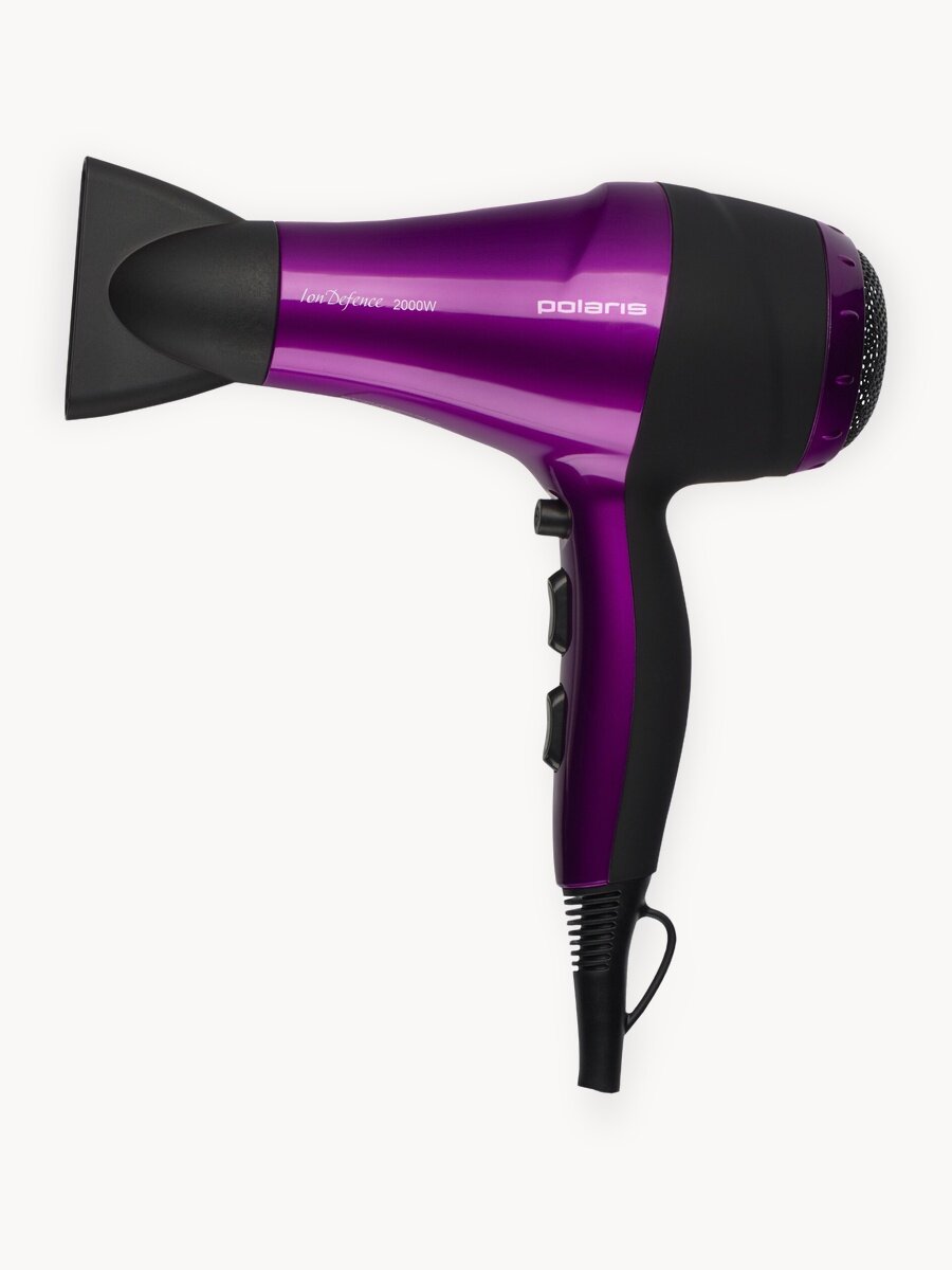 Фен с насадкой концентратором Polaris PHD 2077i, фиолетовый/черный