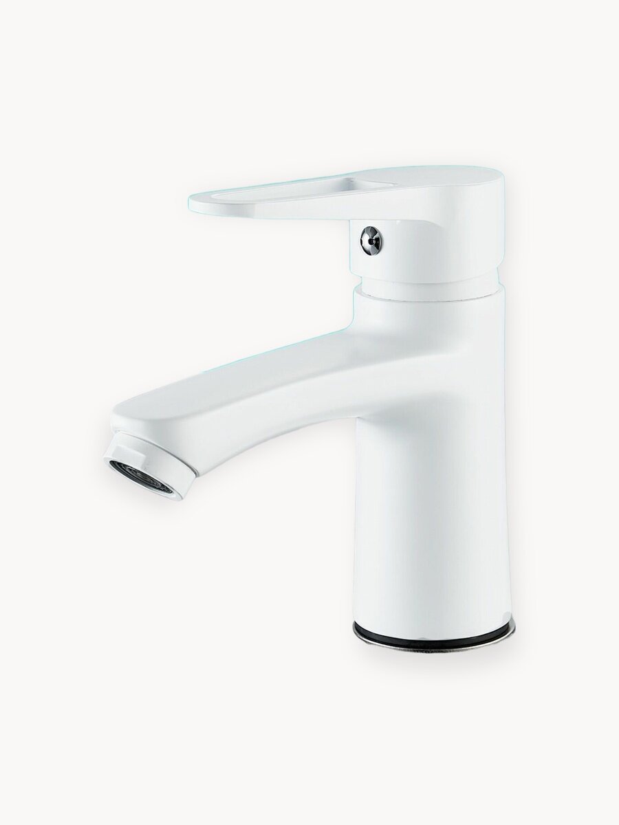 Смеситель для раковины в ванную белый, кран для умывальника однорычажный, нержавеющая сталь