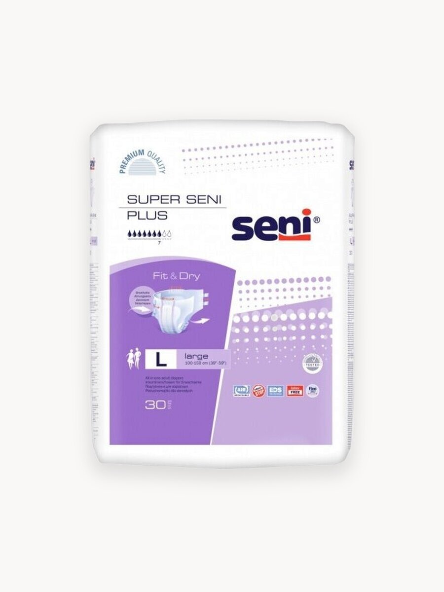 Подгузники для взрослых Seni Super Plus (Сени Супер Плюс), Large, 30 шт.