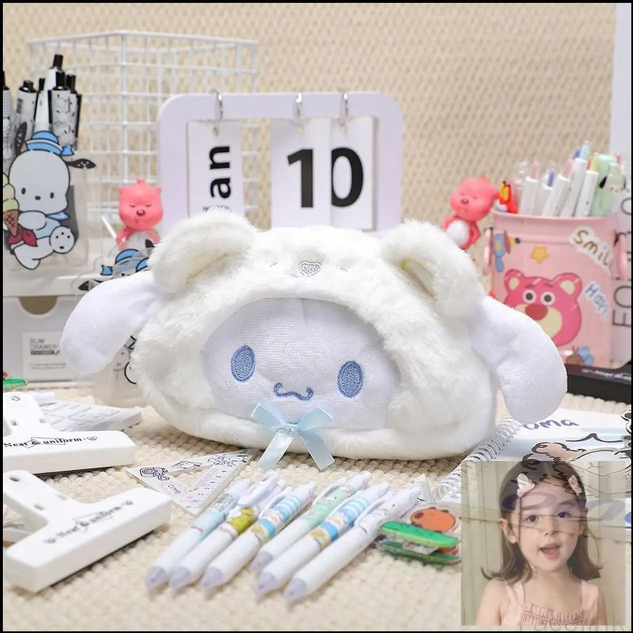 Пенал Sanrio Белый Cinnamoroll большой объем мягкая сумка для хранения канцелярских товаров школьная