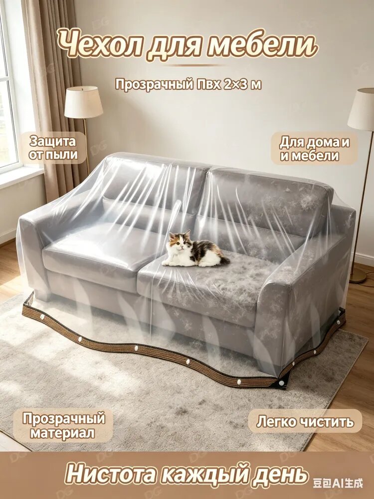 Чехол на мебель 200x300 см прозрачный