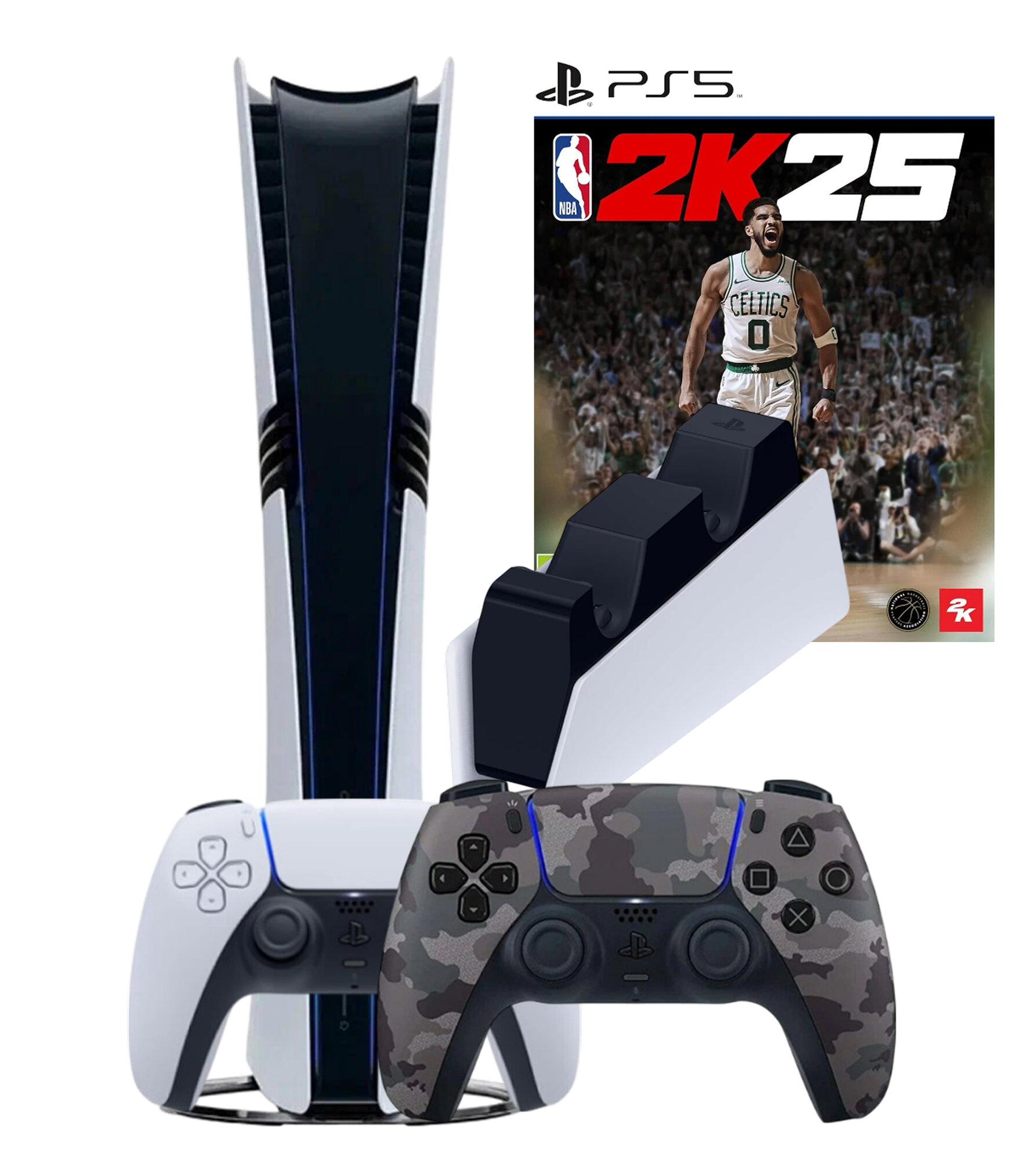 Игровая приставка PS5 Pro + игра NBA 2K25 + DualSense PS5 Camouflage + Dualsense Charging Station