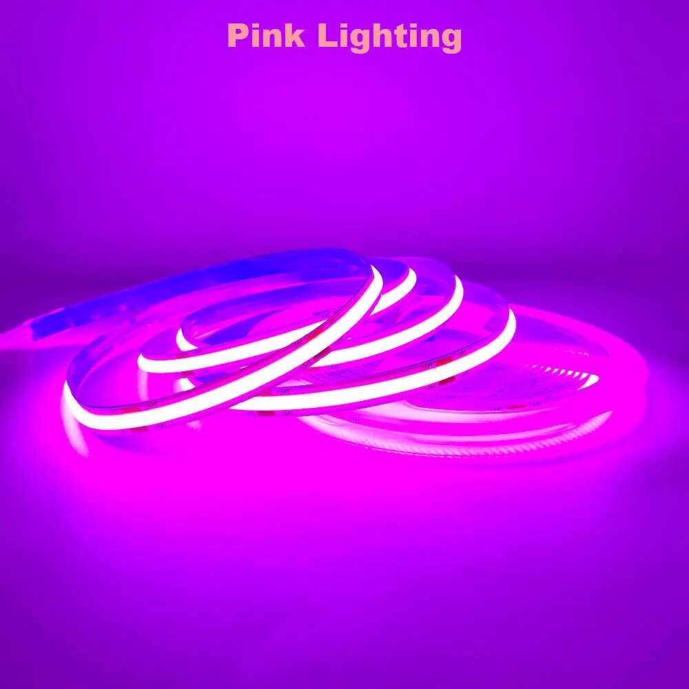 Aurboos COB светодиодная лента 12/24В 5/8 мм ледяной Розовый, Pink, DC24V 480leds-m 8MM, 2m
